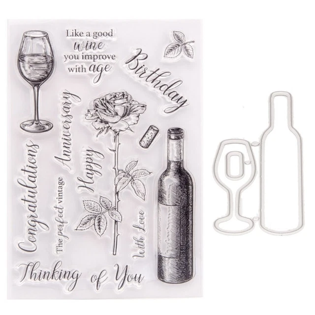 WINE GLASS DIE Cuts Wine Bottle Cutting Dies Scrapbooking Stampers for ...