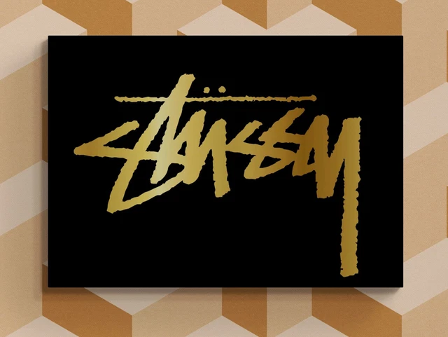 LARGE RARE STUSSY Store Sign **Printed On Thick Gold Mirrored Metal ...