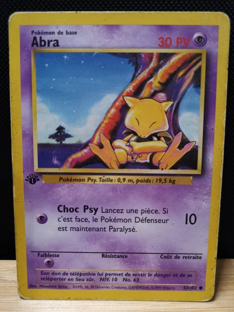 CARTE POKÉMON ABRA 43/102 Wizards Set de base Edition 1 Français EUR 5 ...