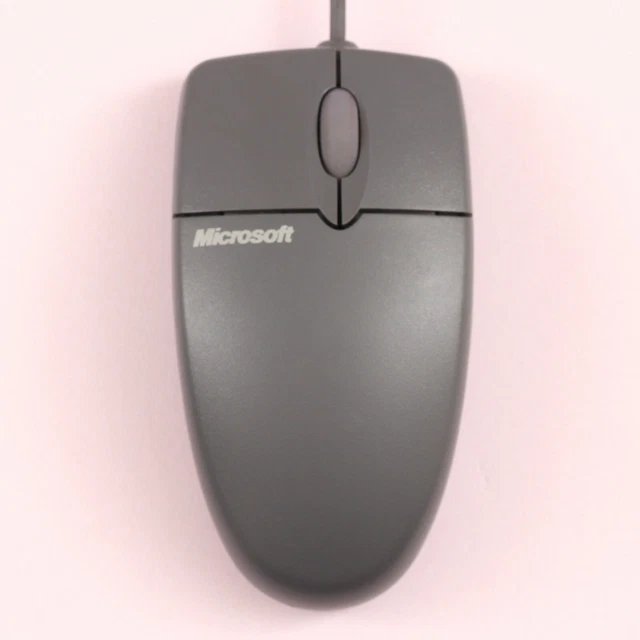 VINTAGE MICROSOFT WHEEL Mouse 1.0 USB Mechanical Computer Mouse (Grey ...