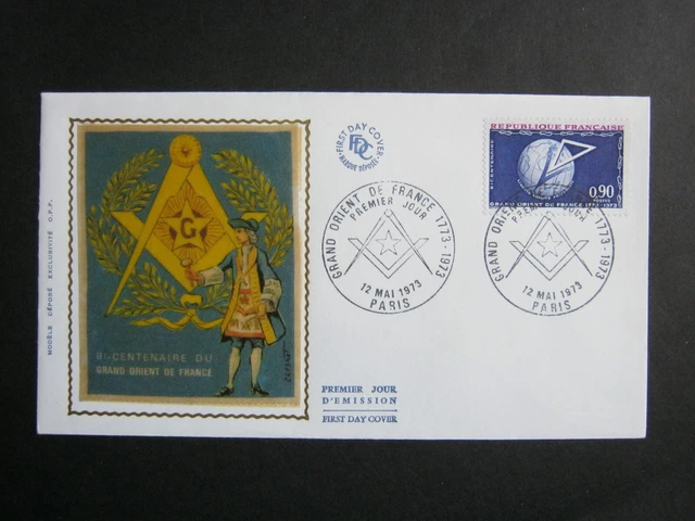 FDC ENVELOPPE 1er JOUR SOIE BICENTENAIRE DU GRAND ORIENT DE FRANCE 1973 PARIS EUR 1,10 - PicClick FR