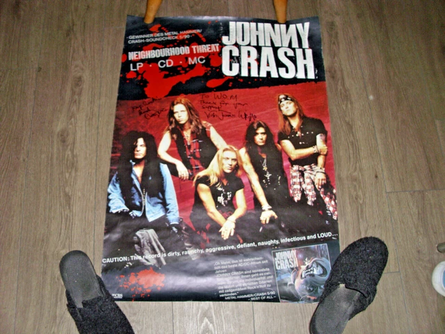 JOHNNY CRASH 1990 Signiertes Band Poster mit Andy Rogers "Neighbourhood ...
