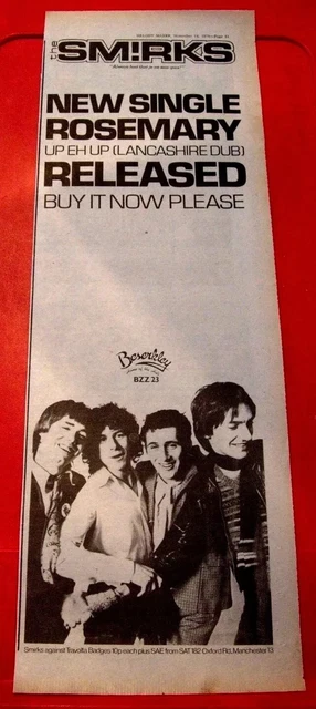 THE SMIRKS ROSEMARY Vintage ORIGINAL 1978 Press/Magazine ADVERT 17.5"x ...