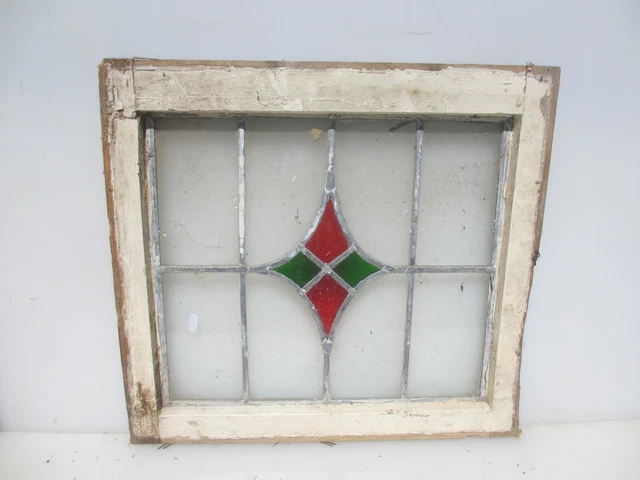 ANTIQUE STAINED GLASS Window Panel Vintage Old Wooden Victorian Nouveau ...