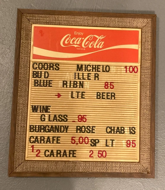 1980S VINTAGE COCA Cola Menu Ad Board Sign W/ Black & Red Letters £69. ...