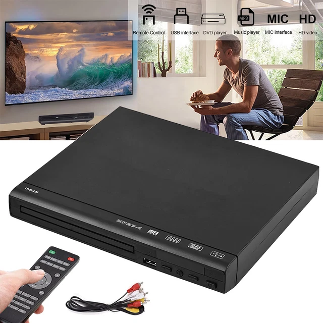 DVD PLAYER COMPACT Multi Region AV CD VCD RCA Stereo Music Disc USB ...