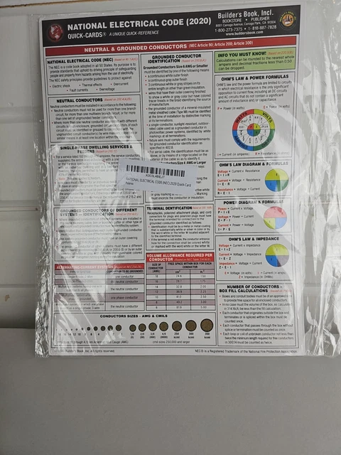 NEC NATIONAL ELECTRICAL CODE 2020 Quick-Card Reference $7.99 - PicClick
