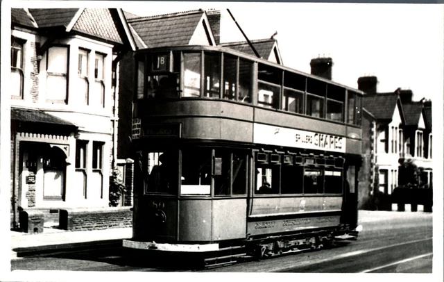 ORIGINAL REAL PHOTOGRAPH Tram Cardiff 80 tramcar vintage circa 1940 £5. ...