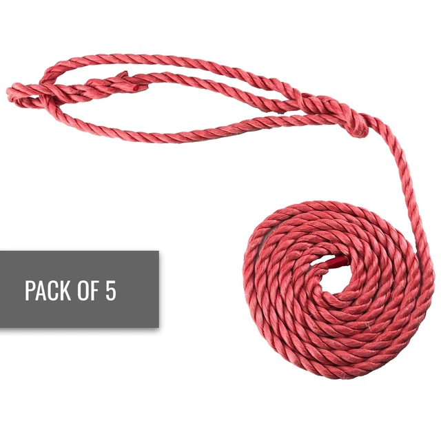 5 X 12MM Red Polypropylene Plain Show Rope Halter x 8ft, Cow Sheep ...