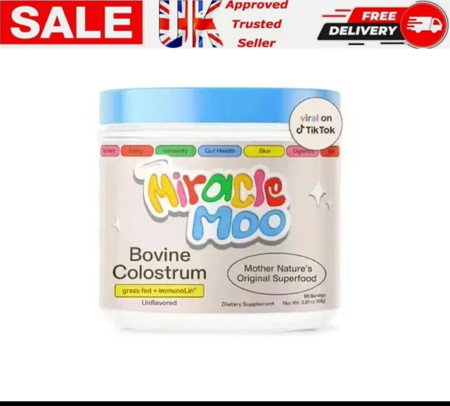 MIRACLE MOO BOVINE Colostrum Powder (60 Servings) £11.29 - PicClick UK