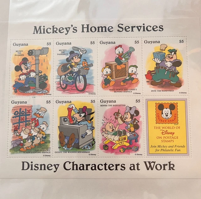 GUYANA STAMPS DISNEY Characters at Work Mickey's Home Services 1995 MNH ...