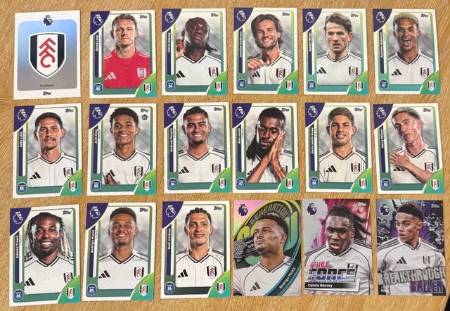 TOPPS 2026 PREMIER League Full Set FULHAM Team 18 Cards inc Badge & 3 ...