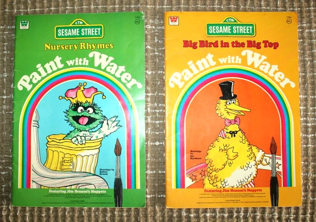 SESAME STREET LOT of Two Paint with Water Vintage 1976 Activity Books £ ...