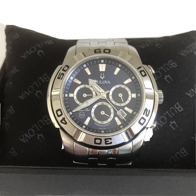 BULOVA MARINE STAR Men Watch Chronograph stainless steel blue dial 96G76 EUR 258,29 - PicClick FR