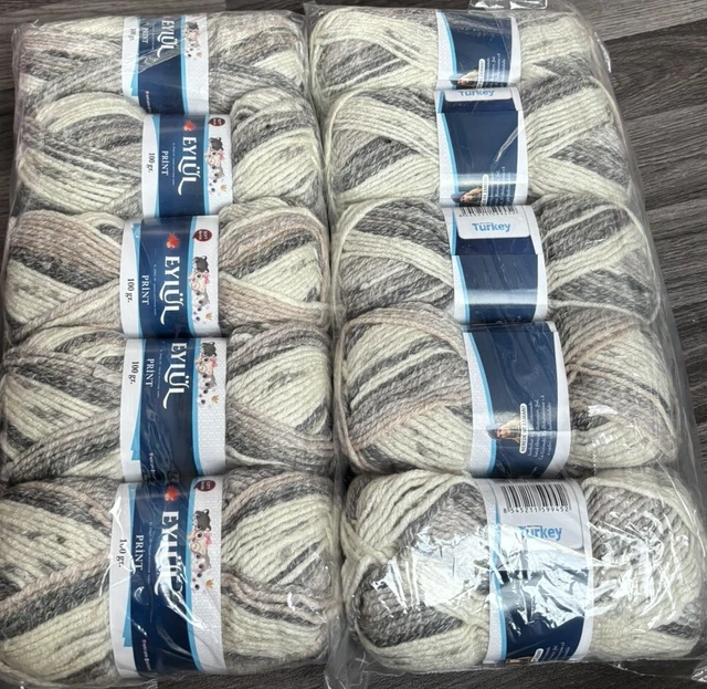 BUNDLE EYLUL ARAN/CHUNKY Variegated Knitting Crochet yarn 10x100g Balls ...
