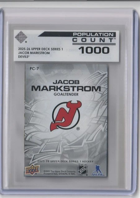 2025-26 UPPER DECK Series 1 Population Count 1000 JACOB MARKSTROM #PC-7 $5.99 - PicClick CA