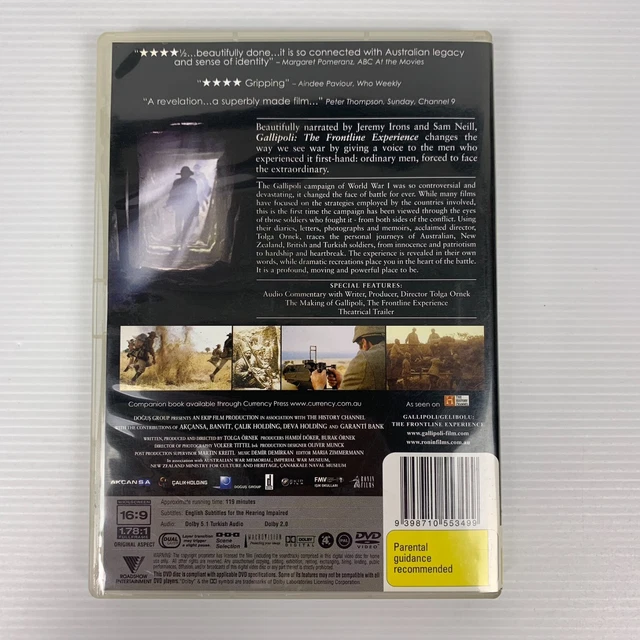 GALLIPOLI - FRONT Line Experience (DVD) Narrated by Jeremy Irons & Sam ...
