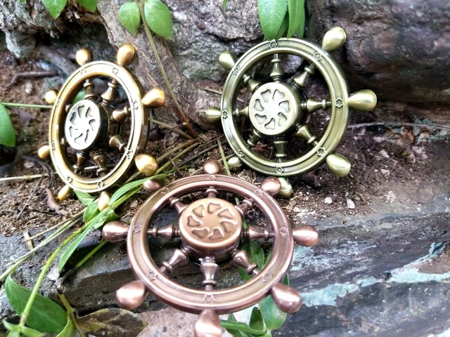 SHIPS CAPTAIN WHEEL Metal Hand Fidget Spinner Helm Adults ADHD Toys ...