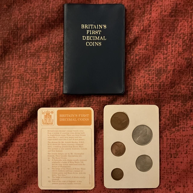 BRITAIN’S FIRST DECIMAL Coins Set (1971) - 5 Coins - 1/2p, 1p, 2p, 5p ...