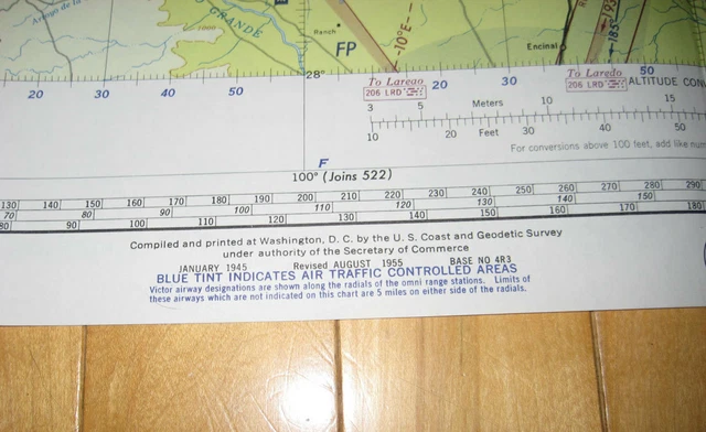 VINTAGE USAF AERO Navigation Map Chart Edwards Plateau USA/Mexico 22x28 ...