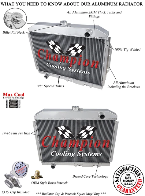 SUPER CHAMPION 3 Row All Aluminum Radiator for 1972 - 1977 AMC Hornet # ...