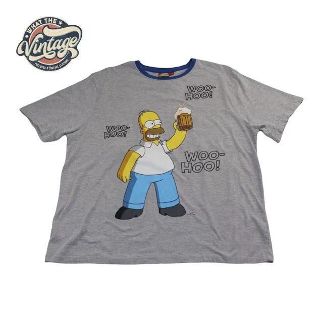 THE SIMPSONS ‘WOO-HOO!’ Homer Simpson Beer Official Branded Grey T ...