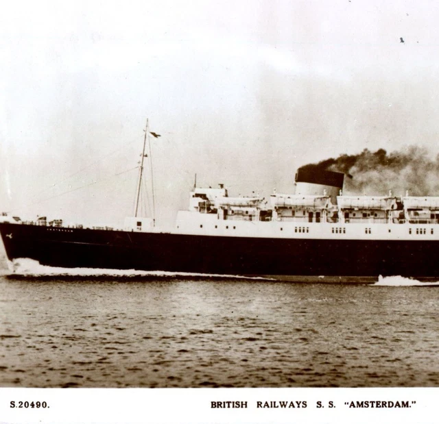 BRITISH RAILWAYS SS Amsterdam ocean liner steam ship RPPC vintage #26 ...