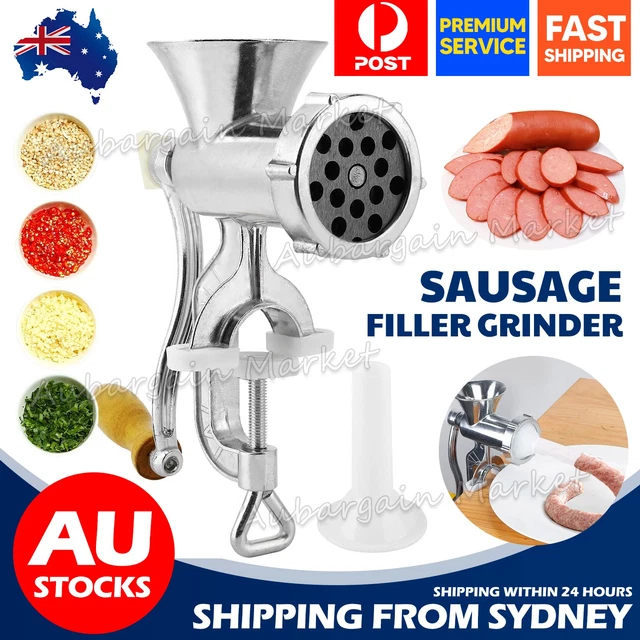 MANUAL KITCHEN MEAT Grinder Mincer Stuffer Table Hand Sausage Filler ...