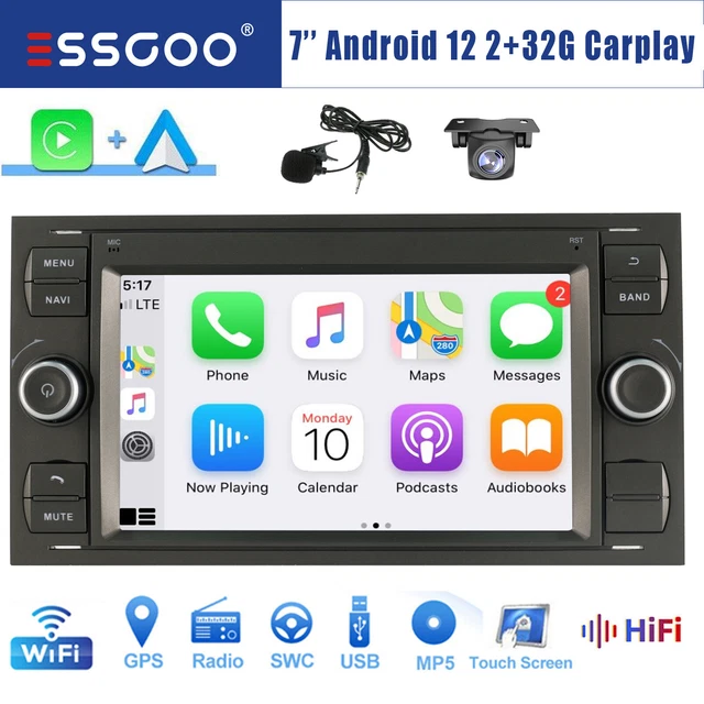 AUTORADIO CARPLAY ANDROID 12 NAVI KAM MIK per Ford Focus MK2 Transit ...