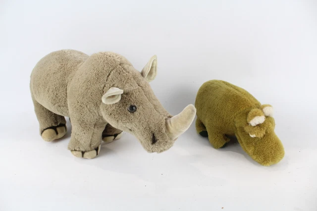 MERRYTHOUGHT ANIMALS VINTAGE Plush Inc Rhinoceros, Hippopotamus, Labels ...