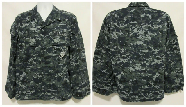 US NAVY WORKING Uniform Type I Blue Digital Camo Shirt Jacket Medium ...