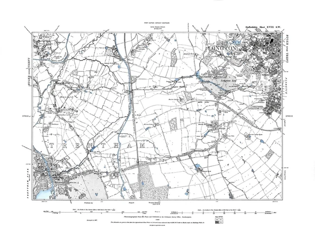 OLD MAP OF Longton, Trentham, Staffordshire in 1889- Repro 18 SW £18.99 ...