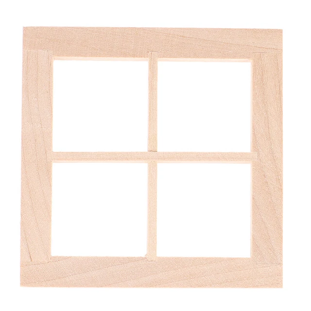 WOODEN TRADITIONAL 4-PANE Window Frame 1:12 Scale Dollhouse DIY ...