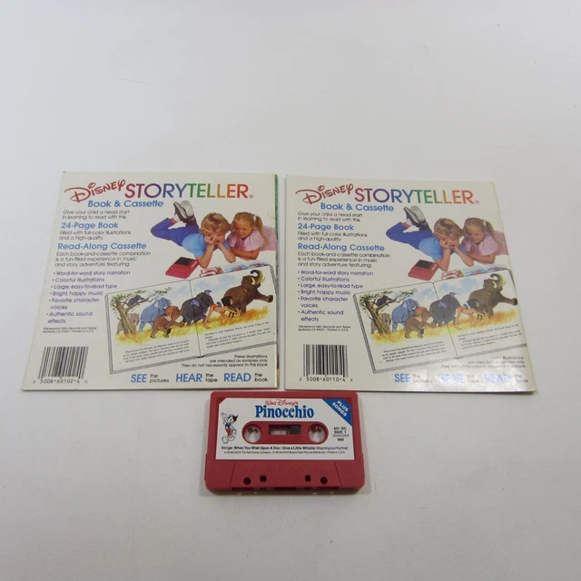 DISNEY STORYTELLER READ Along Book Cassette Pinocchio/Three Little Pigs ...