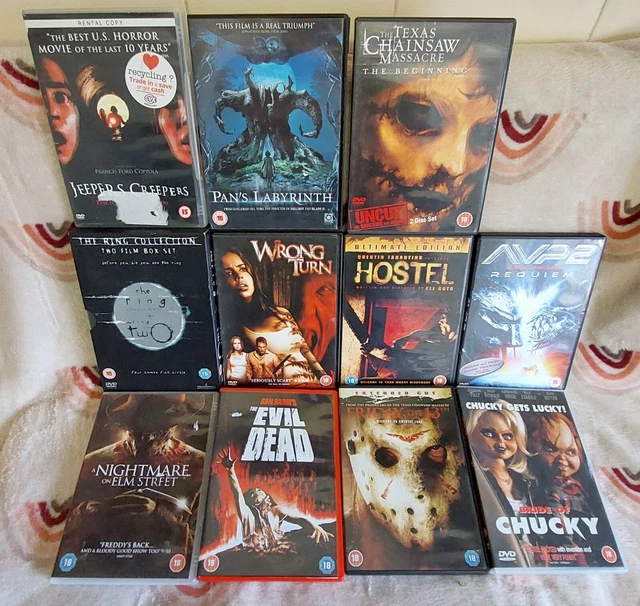 12X HORROR /HALLOWEEN Dvd Bundle,chainsaw,hostel, Jeepers,pans labrynth ...