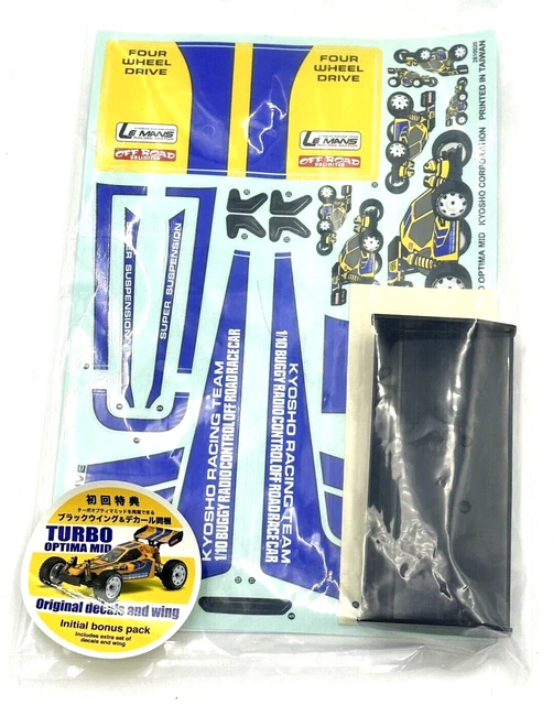 KYOSHO TURBO OPTIMA Mid Original Decals Stickers and Wing Bonus Pack ...