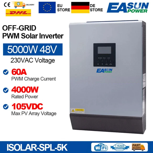 EU 5KW HYBRID solar inverter 48V 50A Wechselrichter reine sinus PWM 220 ...