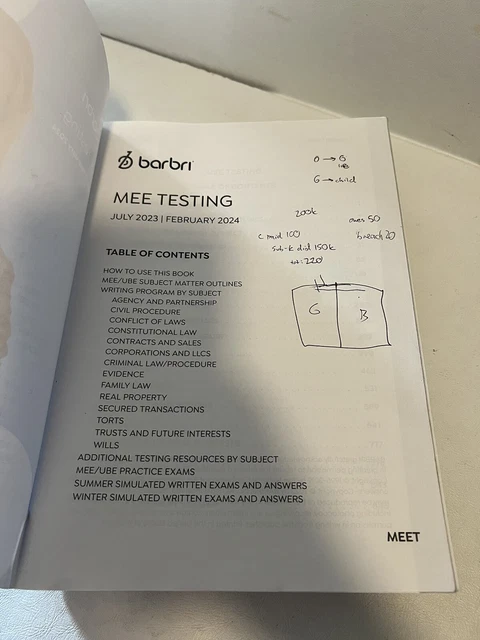 2023-2024 BARBRI UNIFORM Bar Review MEE Testing Multistate Essay Exam ...