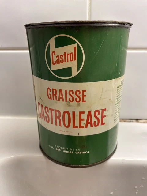 ANCIEN POT DE graisse Castrol WB Castrolease 1950 Bidon D’huile Garage ...