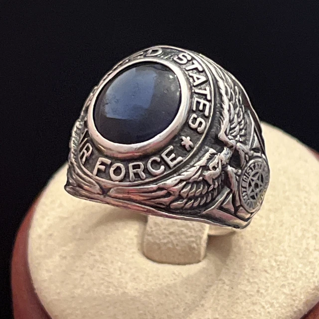 VINTAGE 1940S WW2 USAF Air Force Pilot Military Blue Stone Signet Ring ...