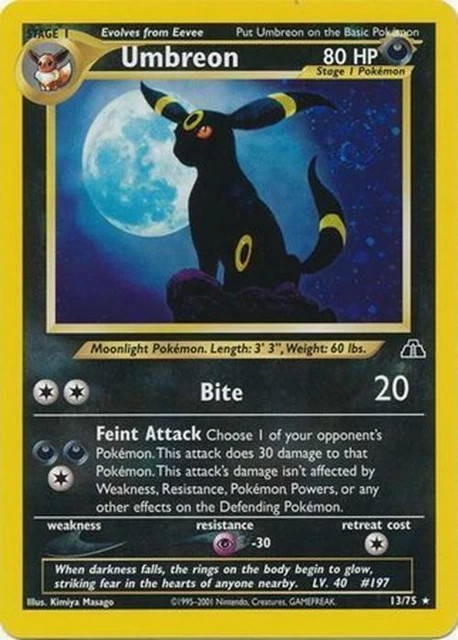 UMBREON - 13/75 - Pokemon Neo Discovery Unlimited Holo Rare Card WOTC ...