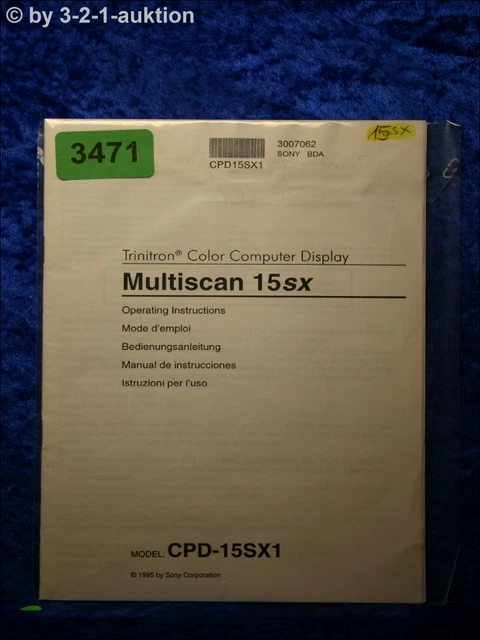 SONY BEDIENUNGSANLEITUNG CPD 15SX1 Multiscan 15sx (#3471) EUR 9,99 - PicClick DE
