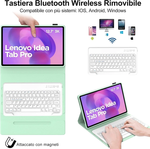 COVER TASTIERA LENOVO Idea Tab Pro 12.7 Pollici 2025, Custodia Tastiera ...