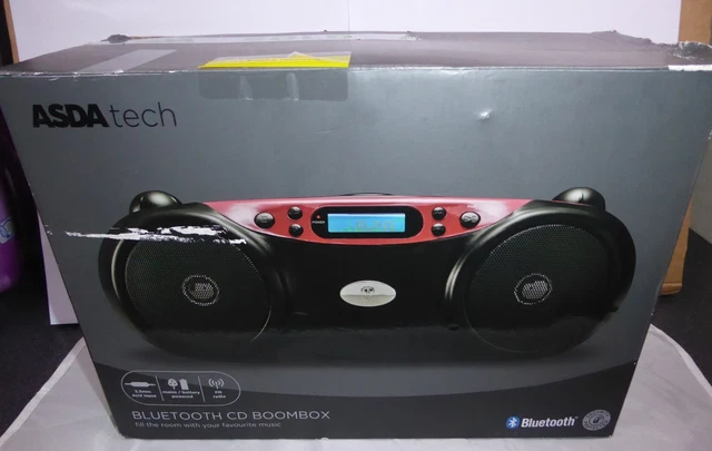 ASDA TECH BLUETOOTH CD Boombox and FM Radio Boxed Battery or mains ...