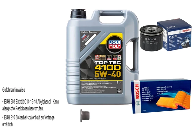 BOSCH INSPECTION SET 5 LIQUI MOLY Top Tec 4100 5W-40 pour de Renault Clio EUR 95,53 - PicClick FR