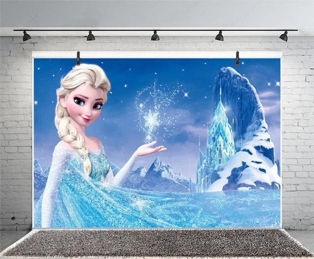 FROZEN BACKDROP ELSA Girls Happy Birthday Party Photo Background Banner ...