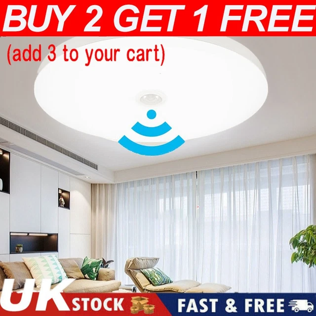 LED PIR MOTION Sensor Ceiling Light Round Panel Lights Hallway Kitchen ...