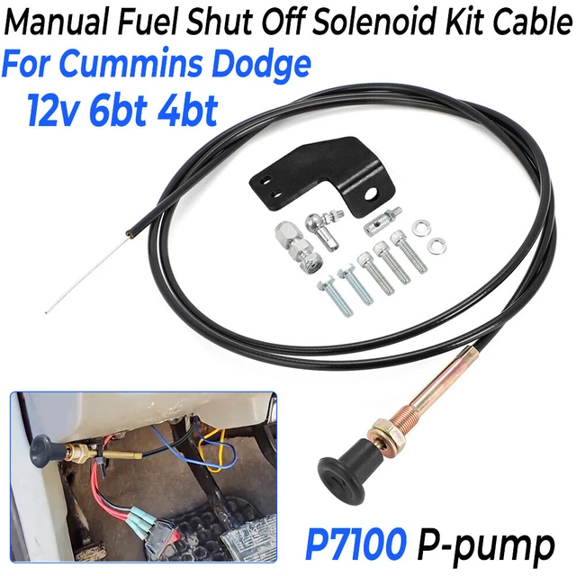 FOR CUMMINS DODGE 12v 6/4bt P7100 P-pump Manual Fuel Shut Off Solenoid ...