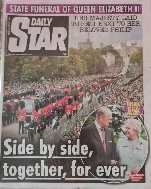 UK NEWSPAPER THE Daily Star 20th September 2022 Queen Elizabeth II ...