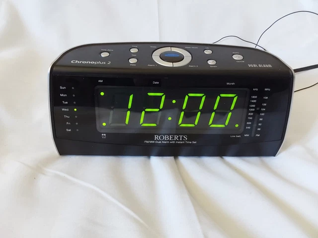 ROBERTS CLOCK RADIO Chronoplus 2 Large Display FM MW Dual Alarm Instant ...